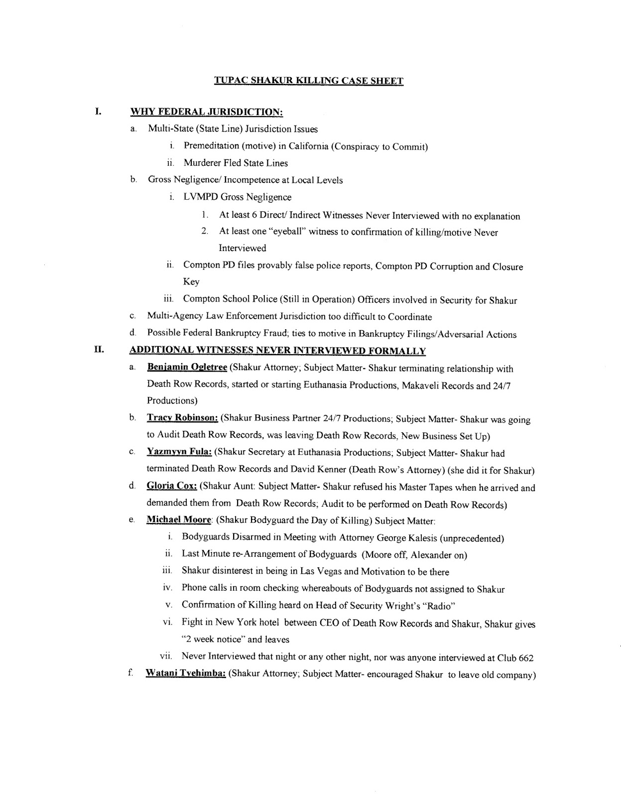 AMERICAN NEWS SERVICE: FACTS BEHIND THE MURDER OF TUPAC SHAKUR