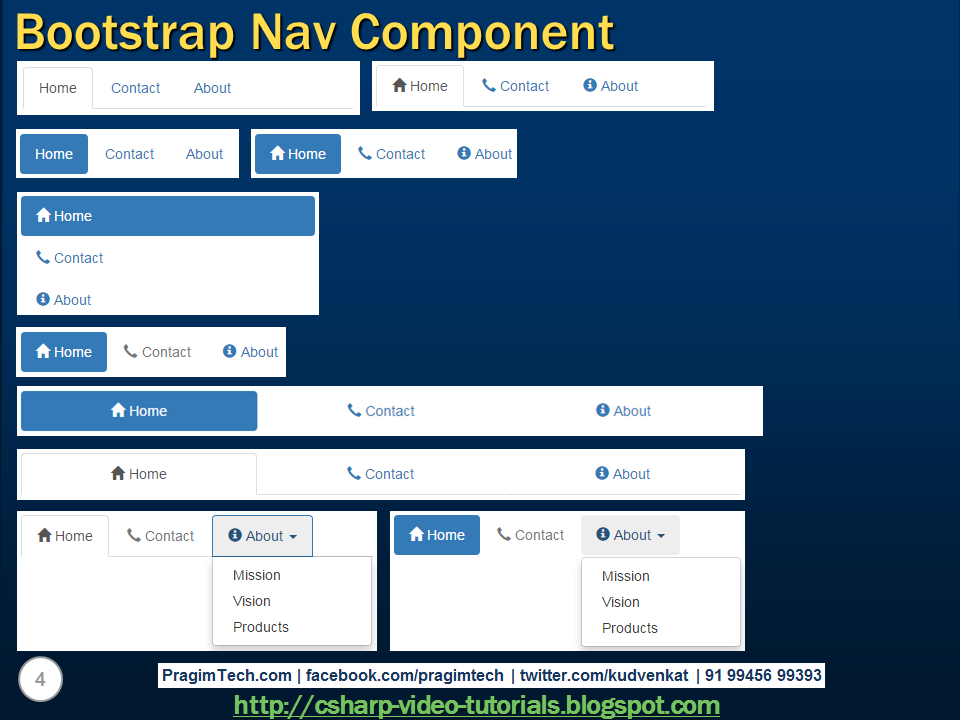 Sql server, .net and c# video tutorial: Bootstrap nav component