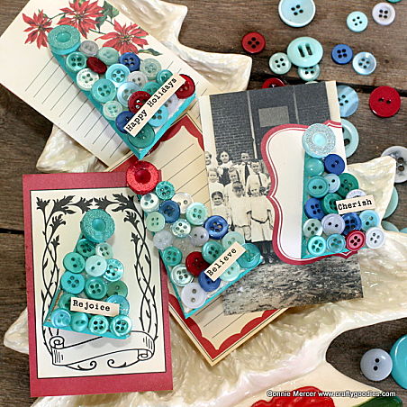 crafty goodies: Christmas Tree button pins with Buttons Galore & More~