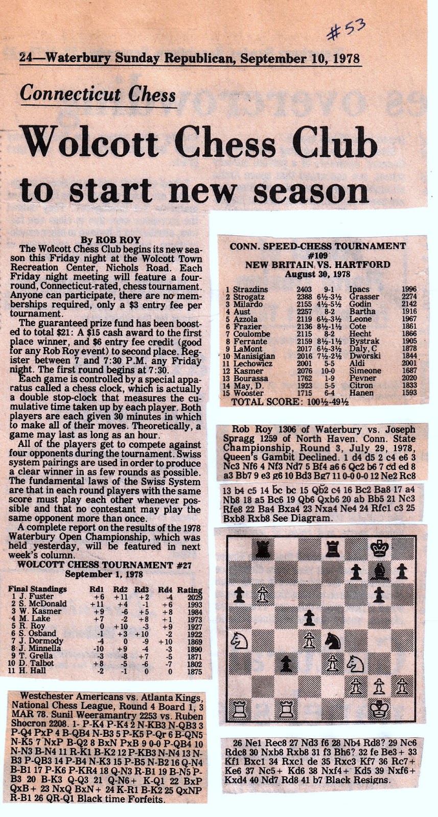 Connecticut Chess Magazine: CHESS COLUMNS FROM THE PAST by Rob Roy