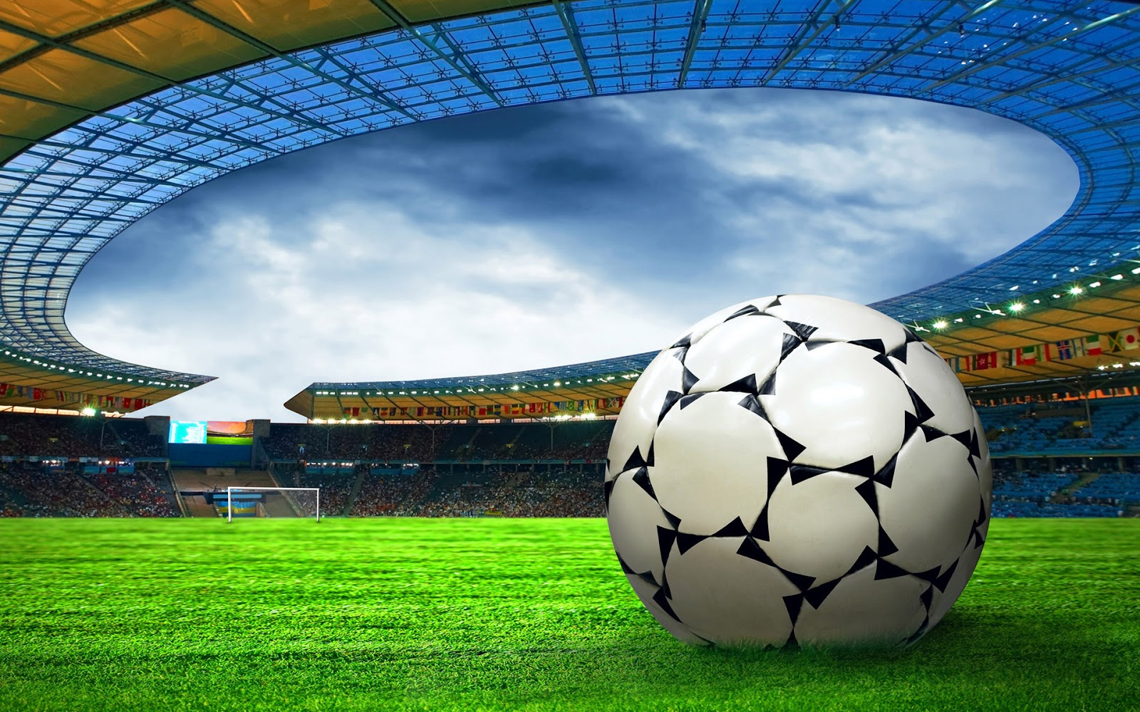 Wallpapernarium Una Pelota De Fútbol Que Esta En El Estadio