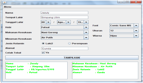 Membuat Form Biodata Pada Netbeans | Jazuly