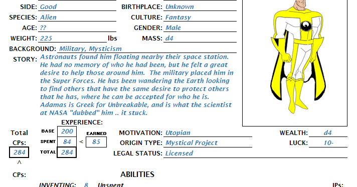 Megalopolis: Adamas Mighty Protectors Character Sheet