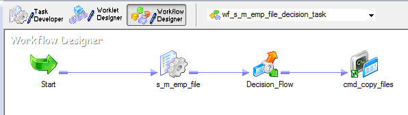 10. Select the link between Decision_flowand cmd_copy files to defined ...