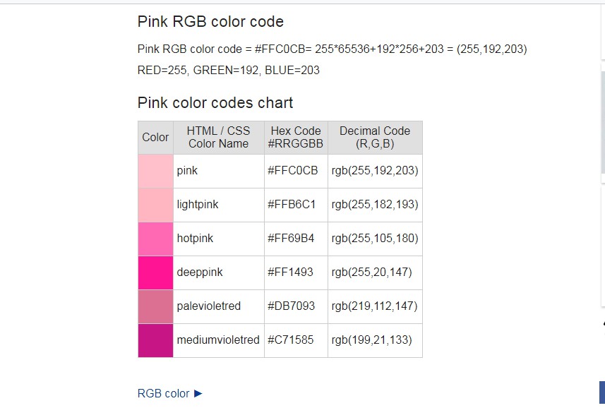 Pink RGB color code : Pexel Inspiration / Melody Jacob
