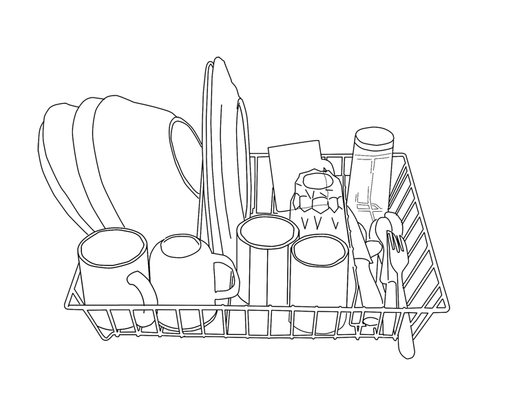 Easy Drawings Of Dishes Sketch Coloring Page