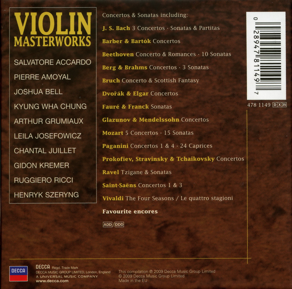 [Classical, Violin] Violin Masterworks - The World's Favourite Violin ...