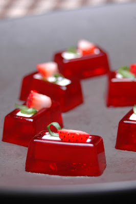 Gelology: Strawberry Basil Gelee with Sour Cream Panna Cotta