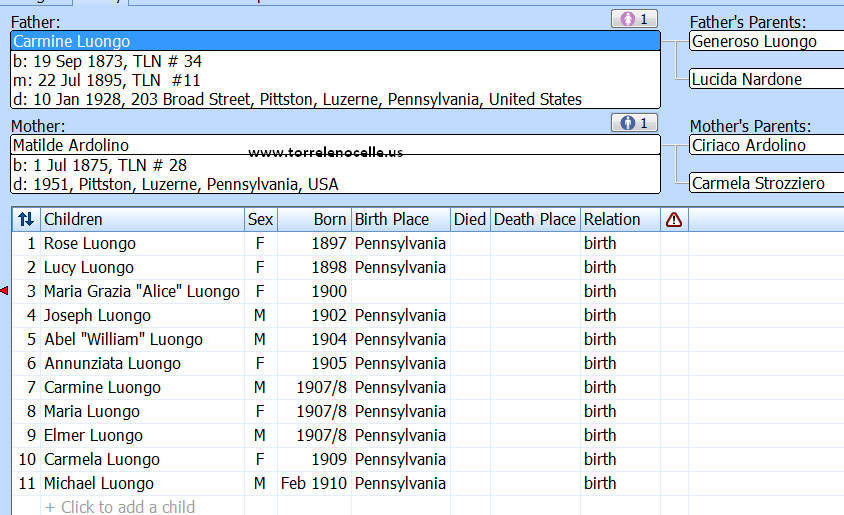 The Genealogy of Torre le Nocelle, Italy: Matilda Ardolino Luongo Photo