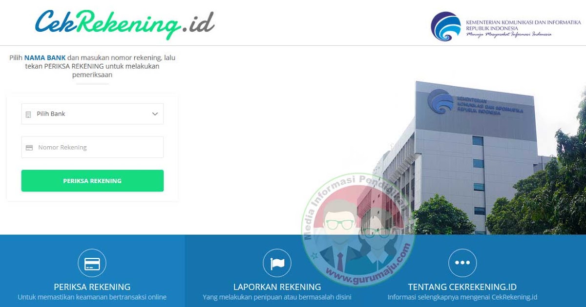 Sebelum Transaksi, Cek Nomor Rekening Bank di cekrekening.id - GURU MAJU