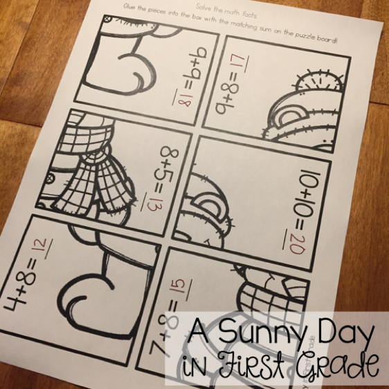 Winter Addition Puzzles! | A Sunny Day in First Grade
