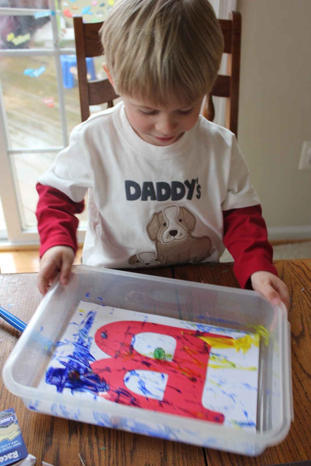Momma's Fun World: Marble Alphabet painting
