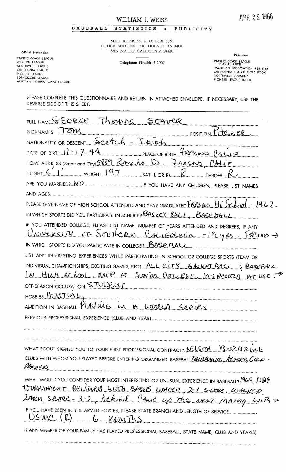 Genea-Musings: Ancestry.com Has U.S. Baseball Questionnaires, 1945-2005 ...