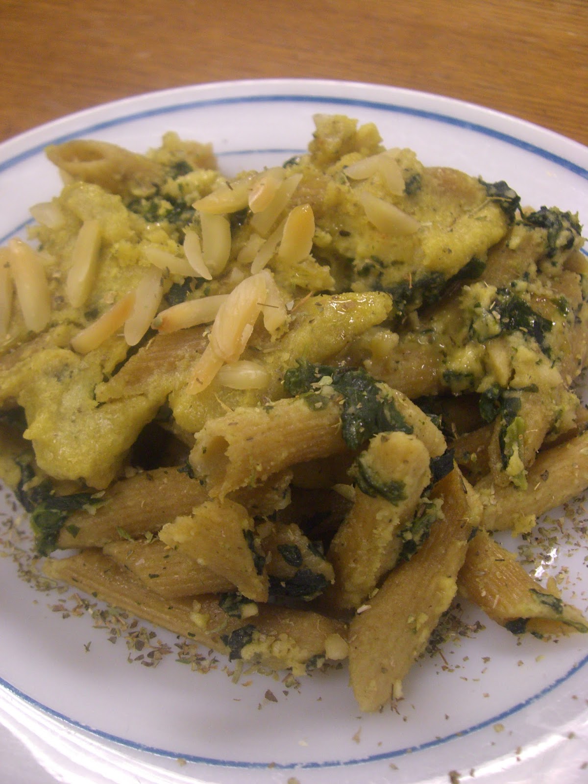AfroVeganChick: Baked Cashew Cheese Penne, Spinach, & Almond Puree