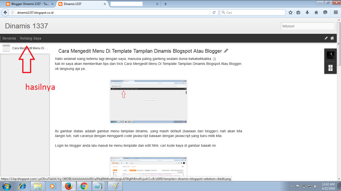 Menambahkan Menu Atau Laman Pada Tampilan Dinamis Blogger/Blogspot ...