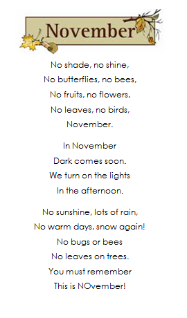 Adventures in Room 111: Spelling Poem #10: NOvember