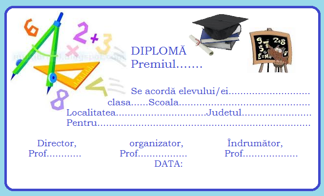 Lumea lui Scolarel...: Diplomă pentru concursurile de matematică
