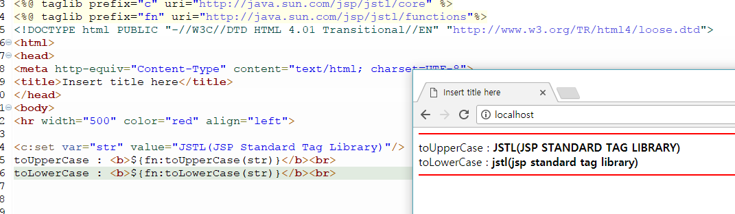 jstl function toUpperCase toLowerCase