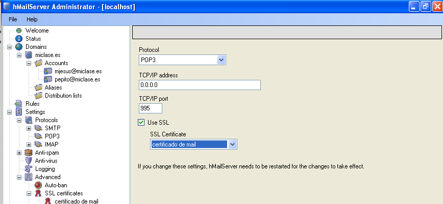 hMailServer: Instalación y Configuración