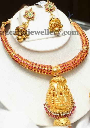 Traditional Choker with Krishna Locket - Jewellery Designs