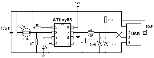 DQSoft: ATtiny 45/85 Ligado à USB