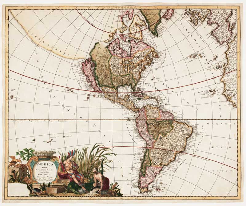 CARTOGRAFÍA E ICONOGRAFÍA ANTIGUAS IBEROAMERICANAS: AMÉRICA, VALCK, 1714
