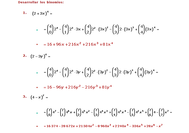 Mi cuaderno de matemáticas: Teorema del binomio