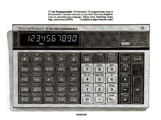 3,1416....DAMICALC: TI-66 PROGRAMMABLE