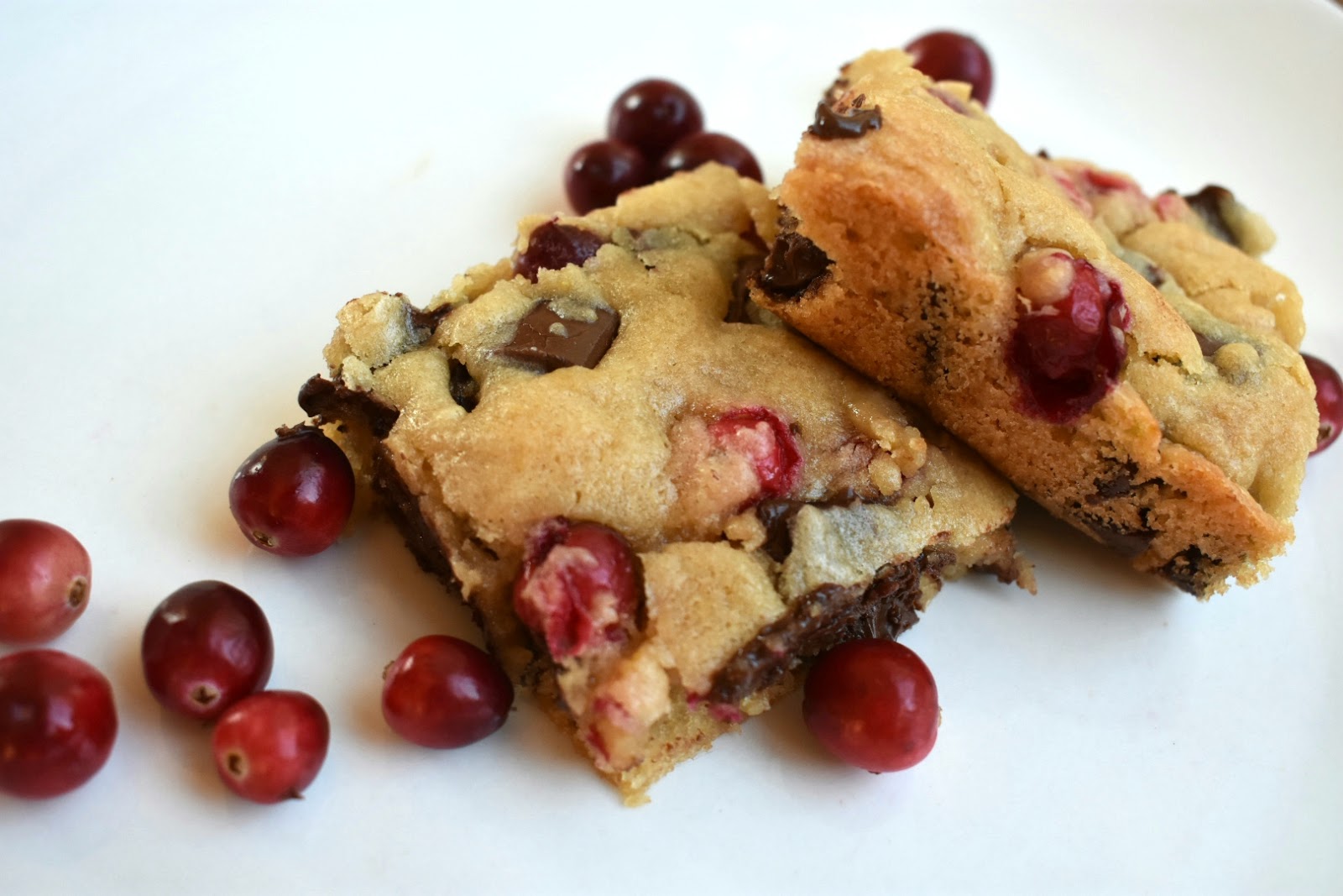 Cranberry and Dark Chocolate Blondies | Chef Jen