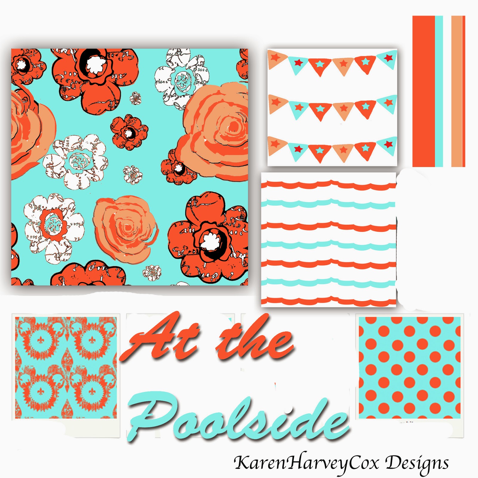 French Script Fabrics: At The Poolside