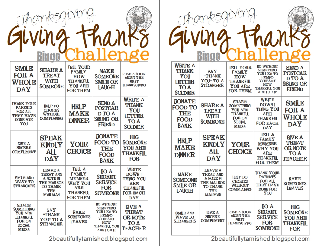 Beautifully Tarnished: Thanksgiving {Giving Thanks} Bingo- Free ...