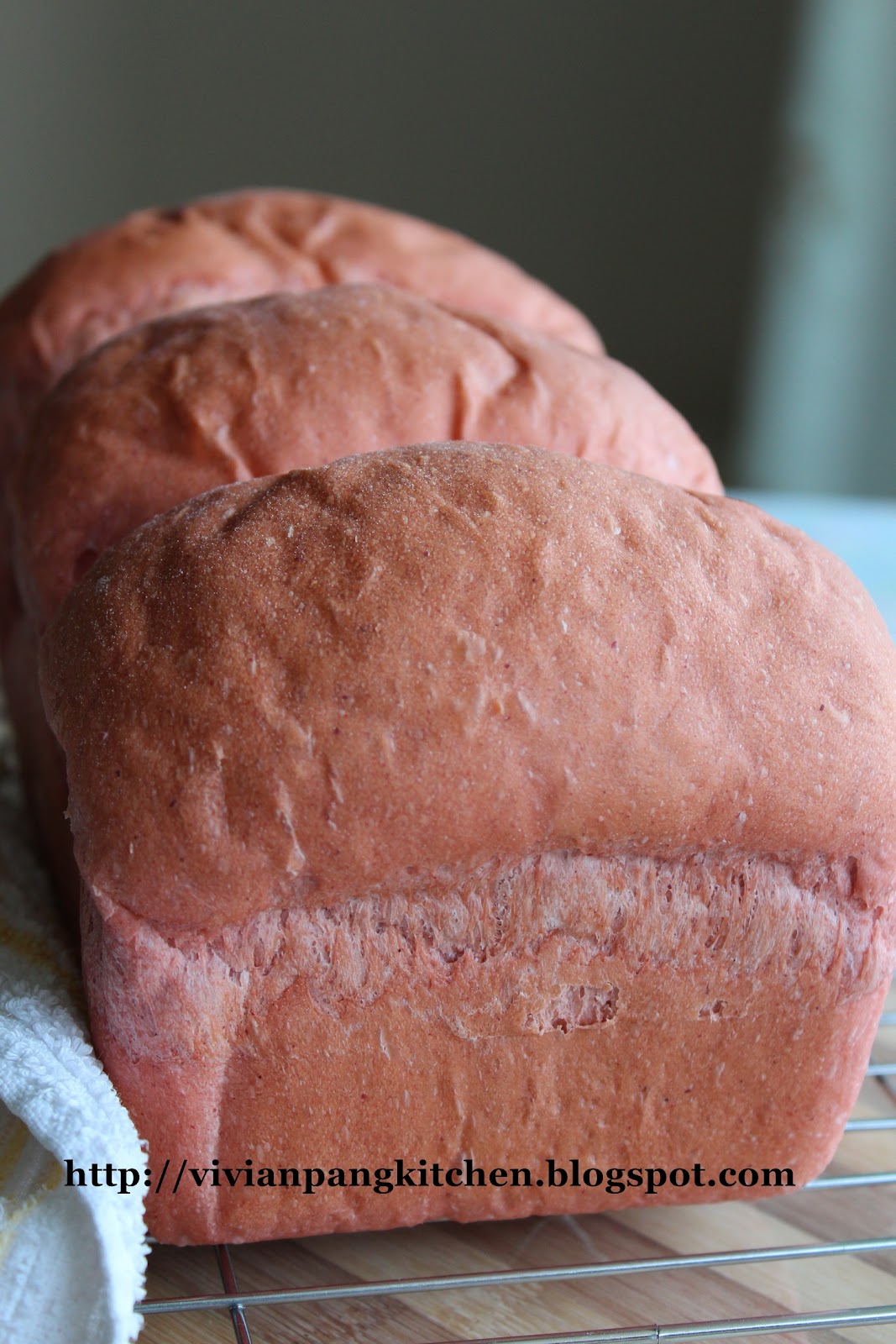 Vivian Pang Kitchen: Red Yeast Rice Loaf Bread(红鞠面包)/ Sponge Dough Method