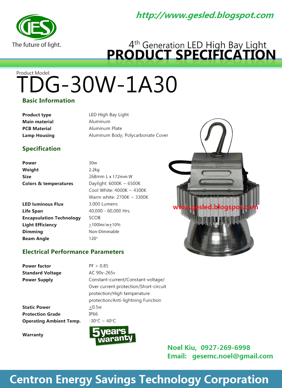 Technical Specifications | GES 4th generation LED lights