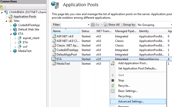 Chaminda's DevOps Journey with MSFT: Application Pool Identity for WCF ...