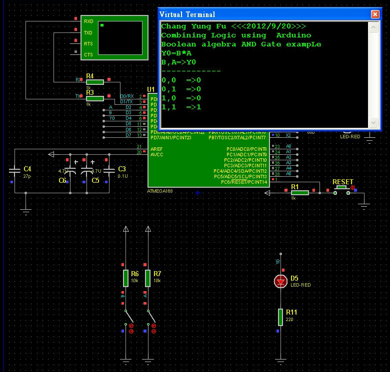 Arduino at Hualien: Arduino::Boolean AND Gate