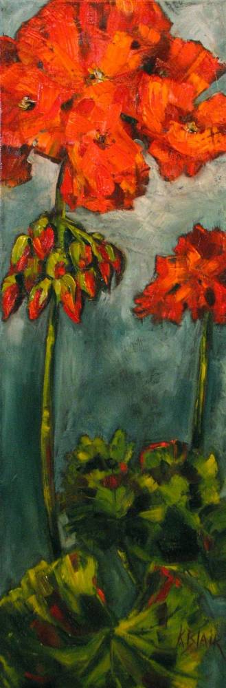 Kim Blair: Floral Painting of Geraniums, Geranium Orange, by Canadian ...