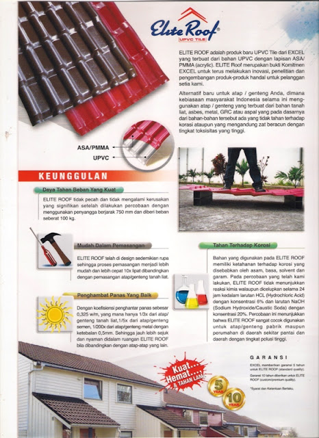 Supplier Bahan Bangunan: ATAP GENTENG UPVC ELITE ROOF
