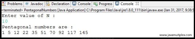 How to generate first N Pentagonal numbers in Java?