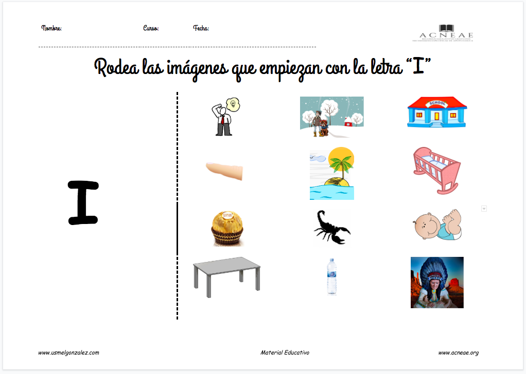 CONCIENCIA FONOLÓGICA VOCAL "I" - A C N E A E
