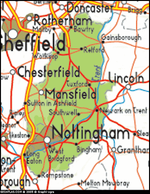 Nottinghamshire Map Political Regional | United Kingdom Map Regional ...