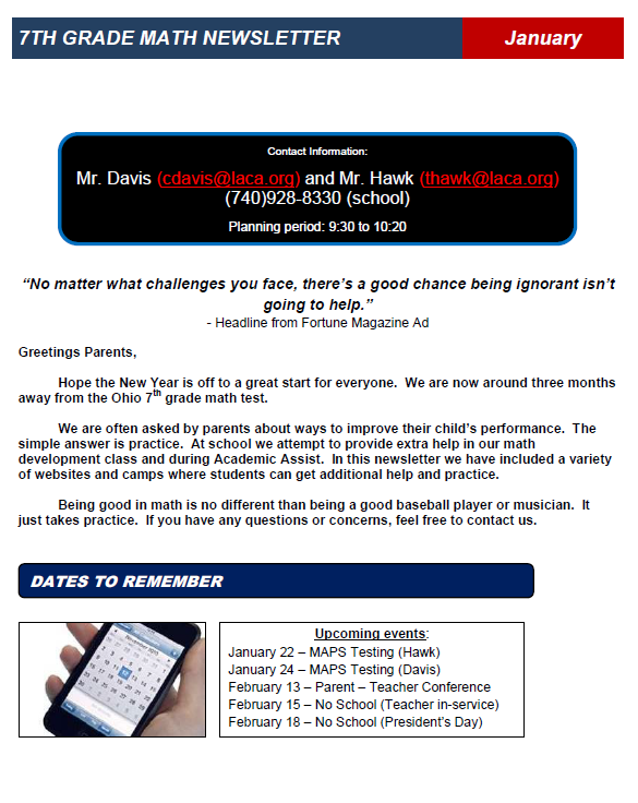 Land of Math: Creating a Successful Math Newsletter for your class