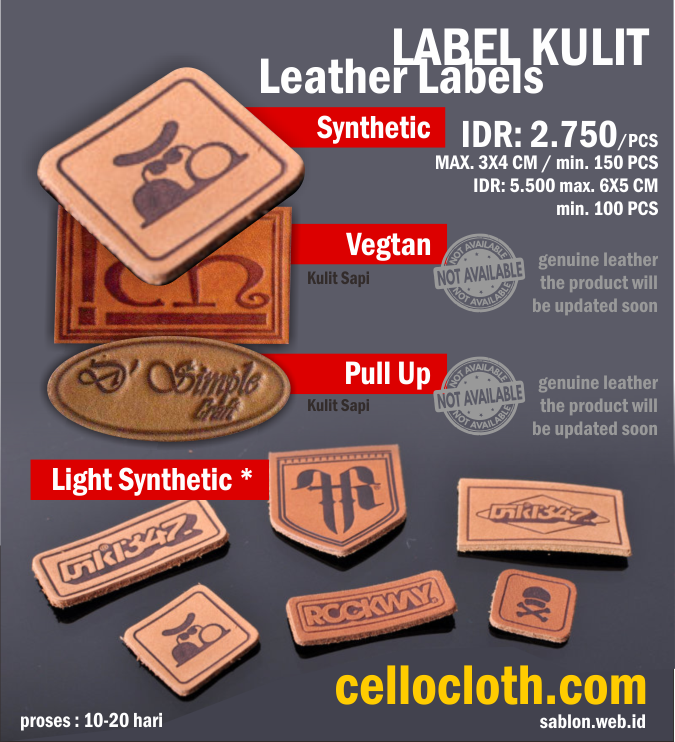 Update !! Harga Bikin Label Kulit Synthetic For Your Brand Products ...