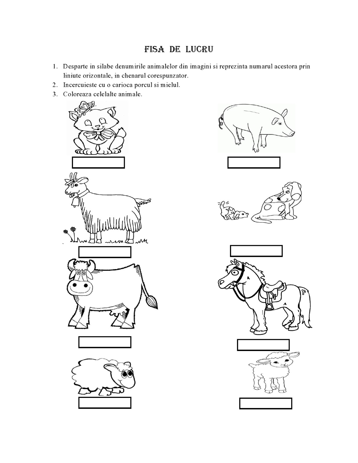 IMAGINI de colorat cu animale DOMESTICE :: Fise de lucru - gradinita si ...