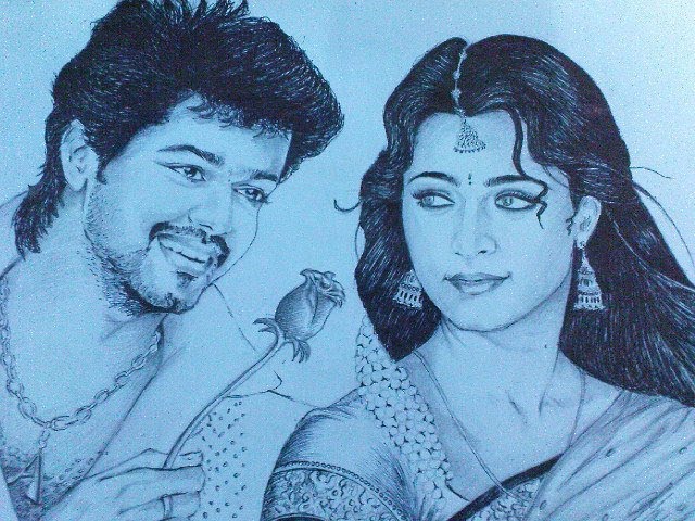 Ilayathalapathy Vijay's Drawing art Wallpapers, Drawing Stills ~ Mass ...