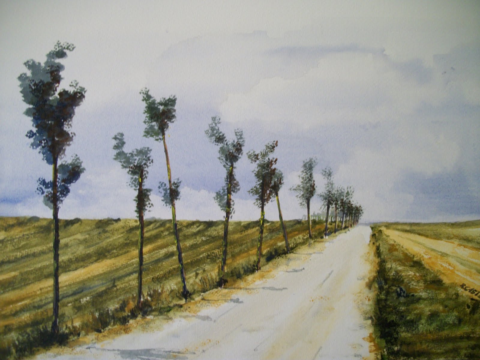 R.CASTEX .MIS ACUARELAS.: CAMINO DE SANTIAGO.CALZADA DE COTO.LEON.