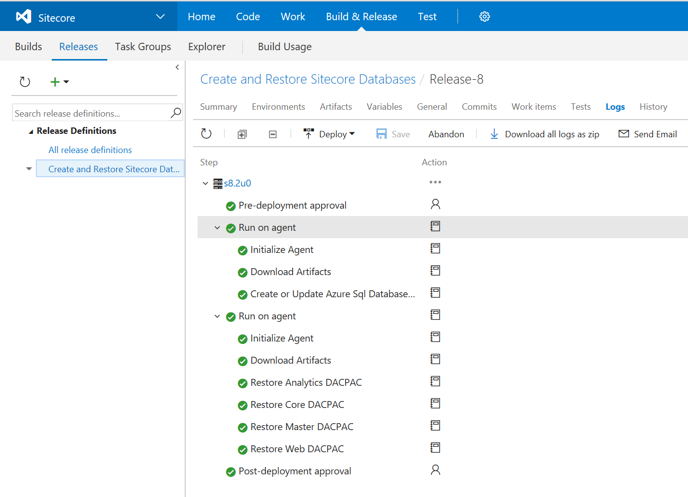 Always Up Always On Azure Sql Database Deployment Task In Vsts To Create The 4 Sitecore Databases