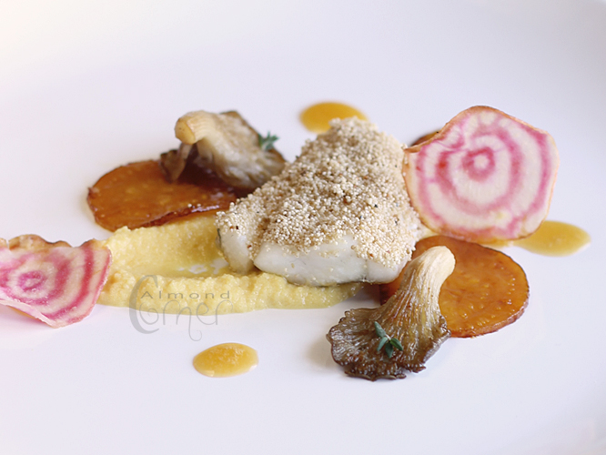 Almond Corner: White Poppy Seed Crusted Zander with Yellow Beetroot ...
