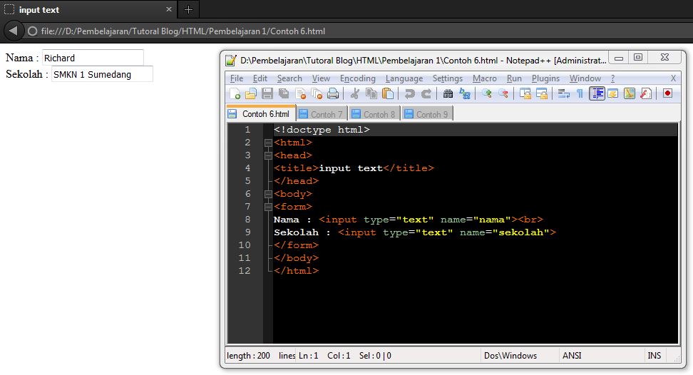 Cara Membuat Komponen Input Text Pada HTML ~ Sekripku