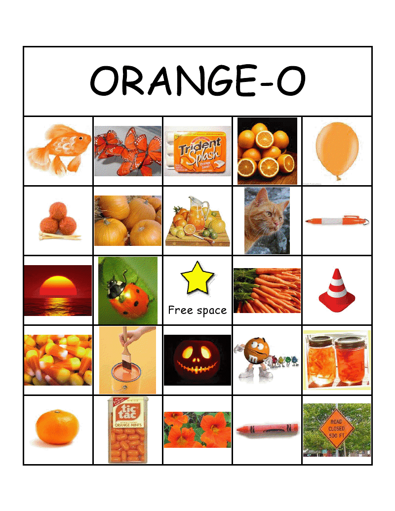 ORANGE BINGO - Classroom Freebies