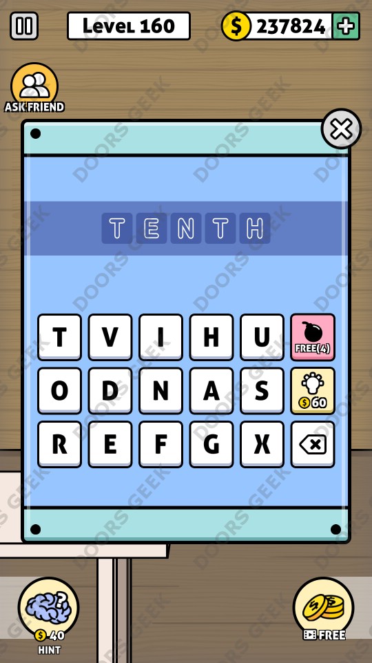 Escape Room: Mystery Word Level 160 Answer ~ Doors Geek